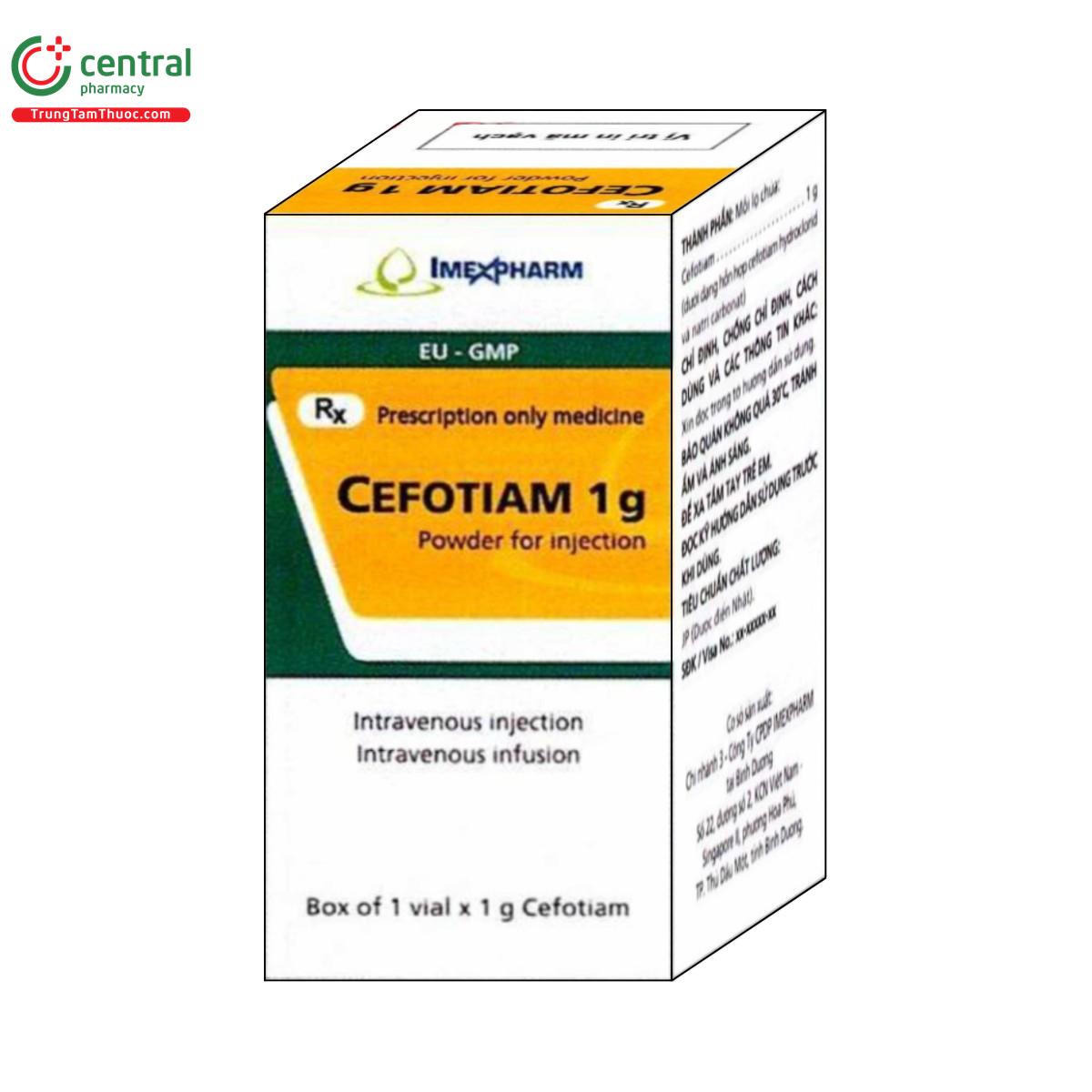 Thuốc Cefotiam 1g Imexpharm điều trị nhiễm khuẩn do vi khuẩn nhạy cảm