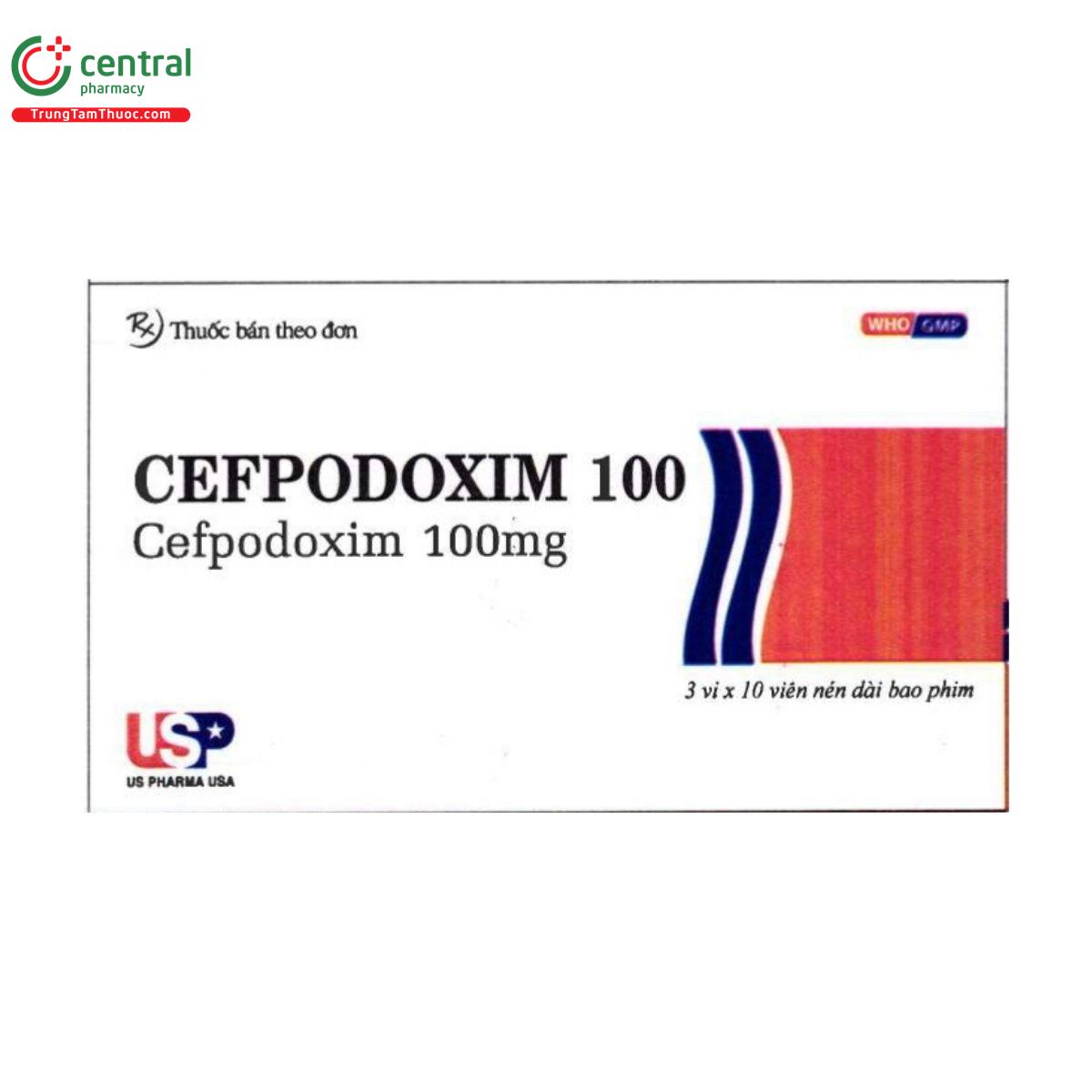 Thuốc Cefpodoxim 100mg US pharma USA - Điều trị nhiễm khuẩn hô hấp