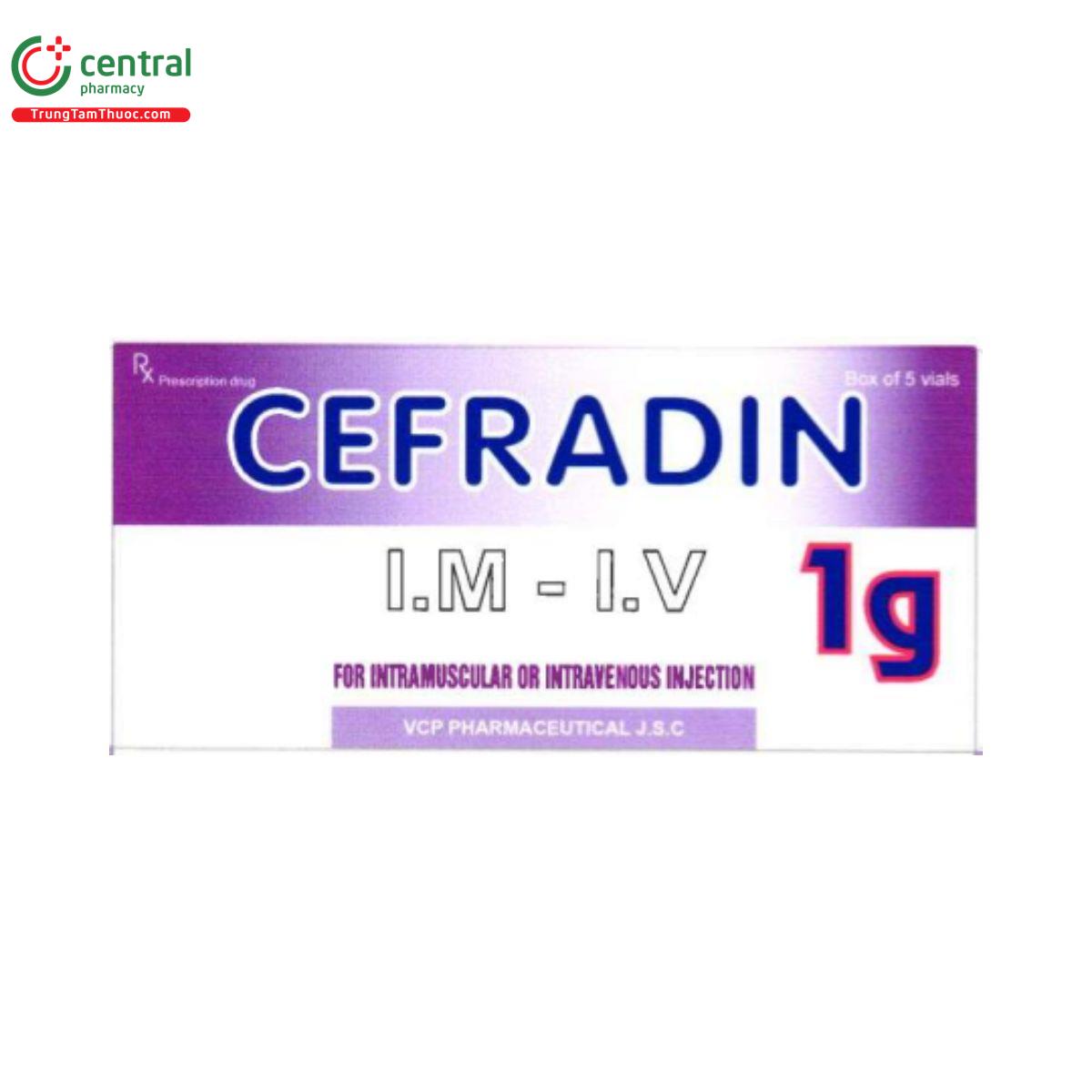 Thuốc Cefradin 1g VCP dùng điều trị nhiễm khuẩn da và các mô liên quan