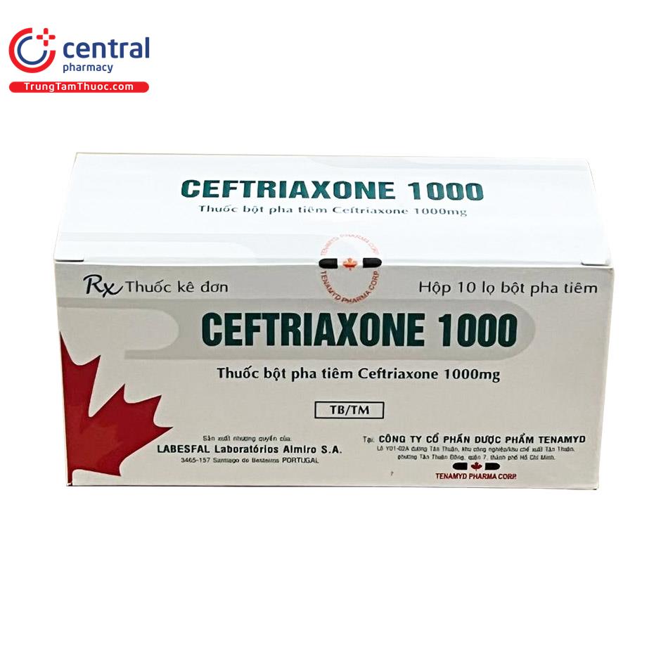 [CHÍNH HÃNG] Thuốc Ceftriaxone 1000 Tenamyd điều trị viêm phổi