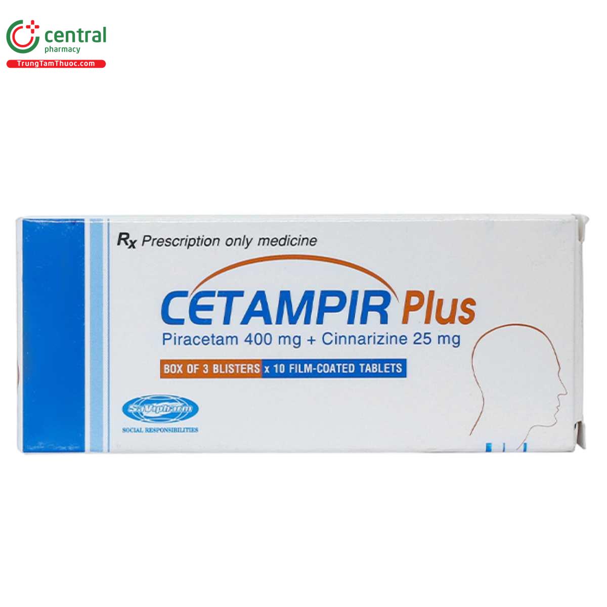 Thuốc Cetampir Plus 400mg/25mg trị thiểu năng vỏ não, giảm say xe