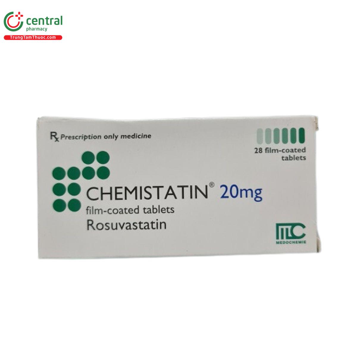 Thuốc Chemistatin 20mg trị tăng cholesterol máu, ngừa bệnh tim mạch