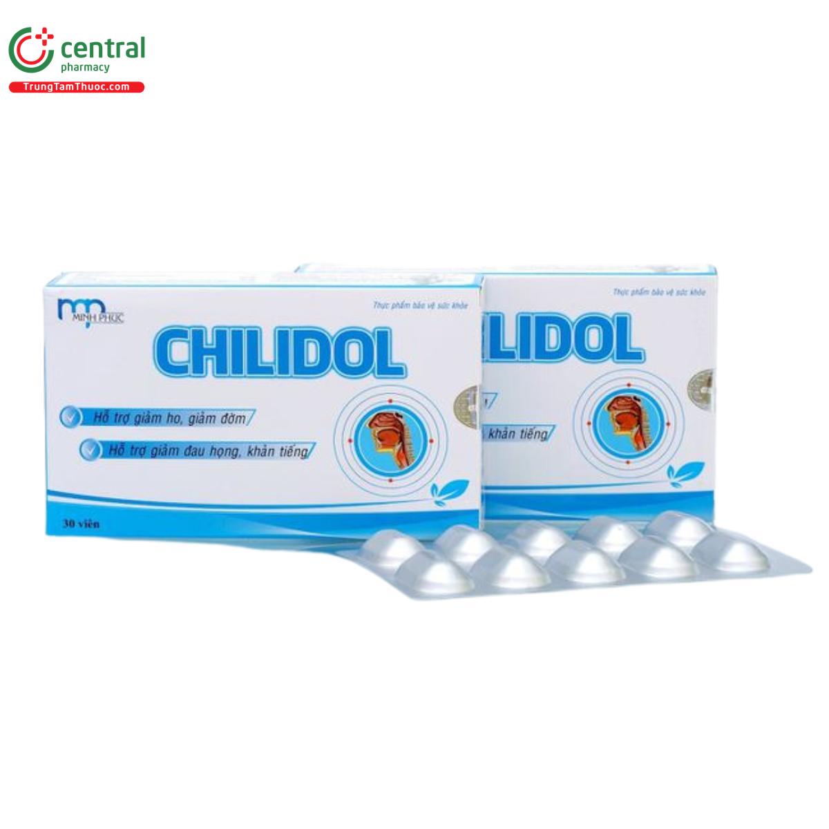 Chilidol giúp giảm đau họng, ho, đờm, khàn tiếng (Hộp 3 Vỉ x 10 Viên)