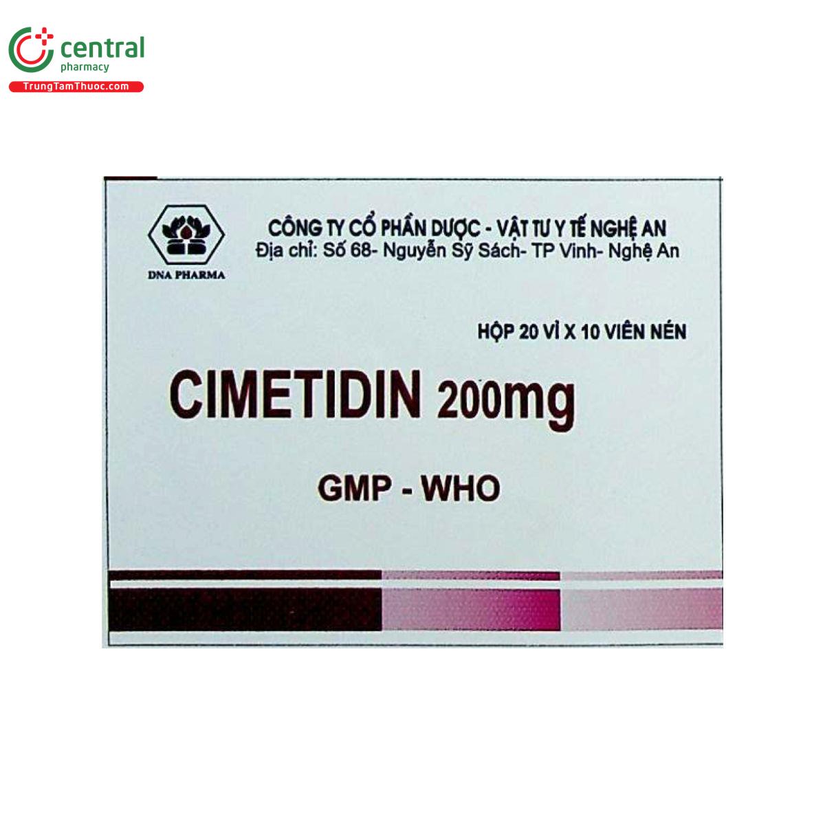 Thuốc Cimetidin 200mg DNA Pharma điều trị ngắn hạn loét tá tràng tiến triển