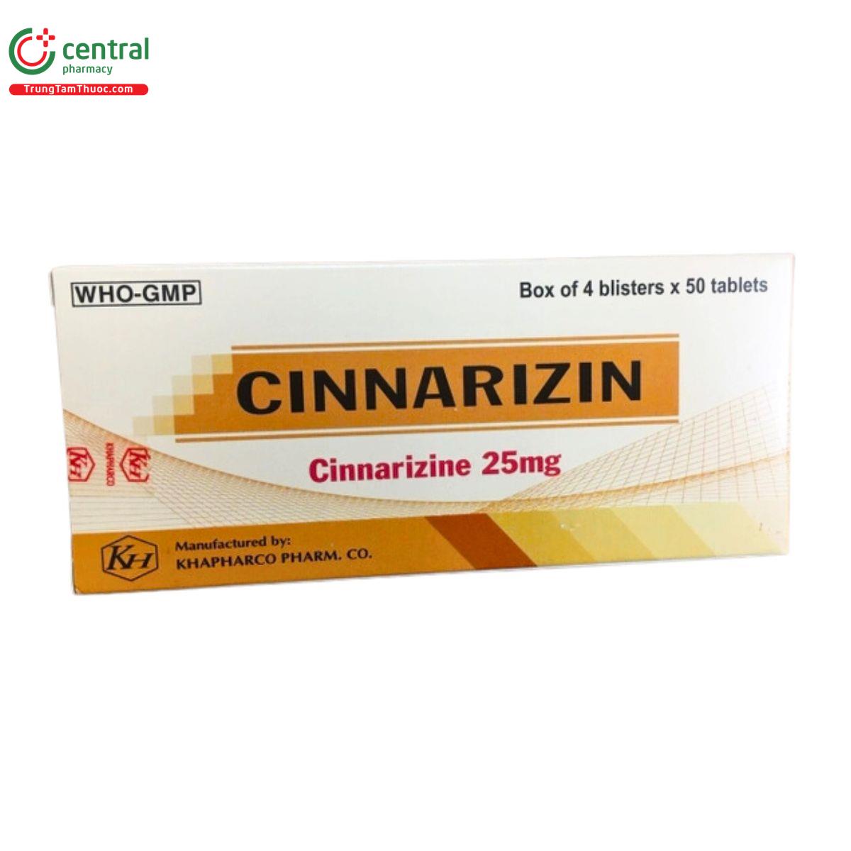 Thuốc Cinnarizin 25mg Khapharco giảm rối loạn tiền đình, phòng say tàu xe