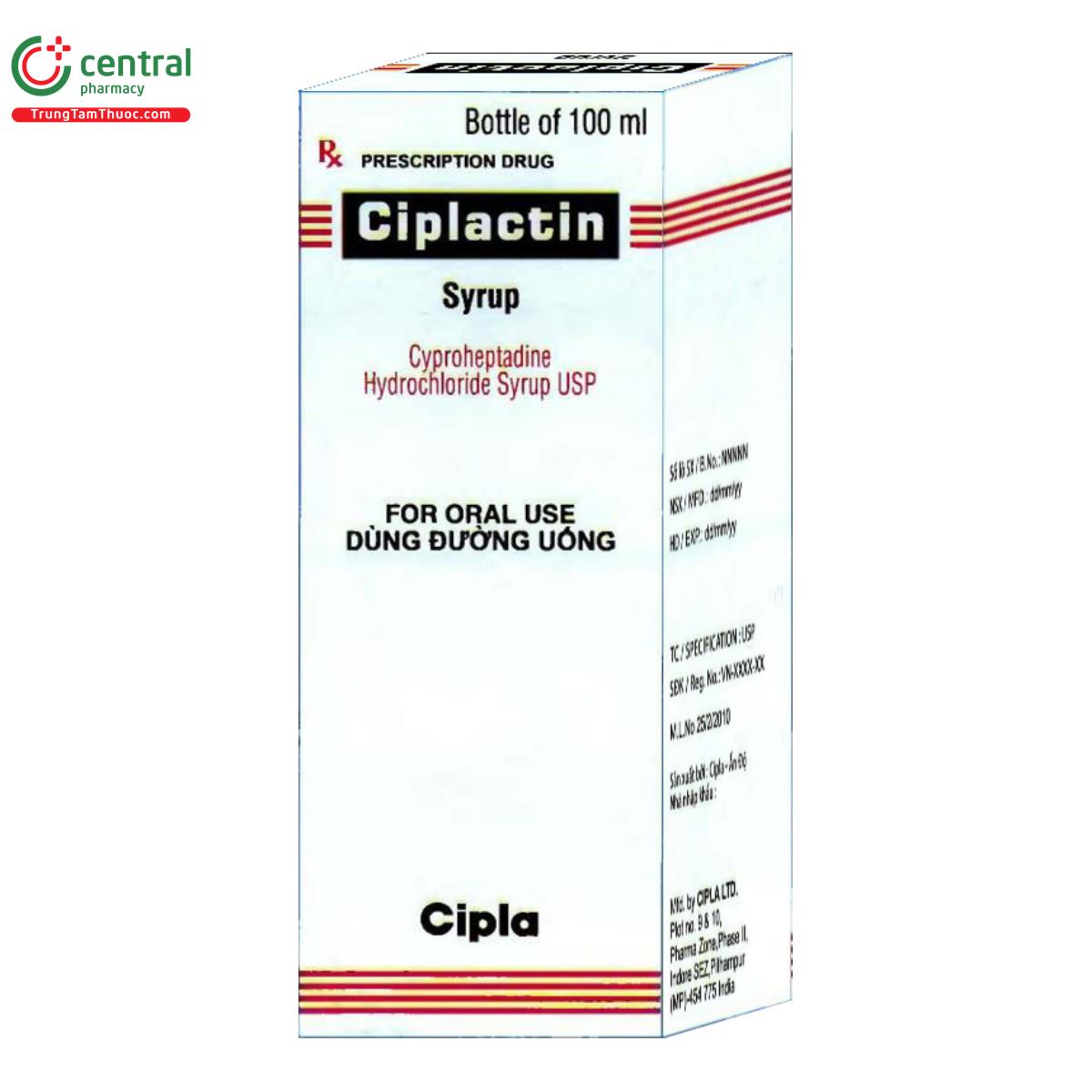Thuốc Ciplactin 2mg/5ml - Điều trị viêm mũi vận mạch, viêm mũi dị ứng