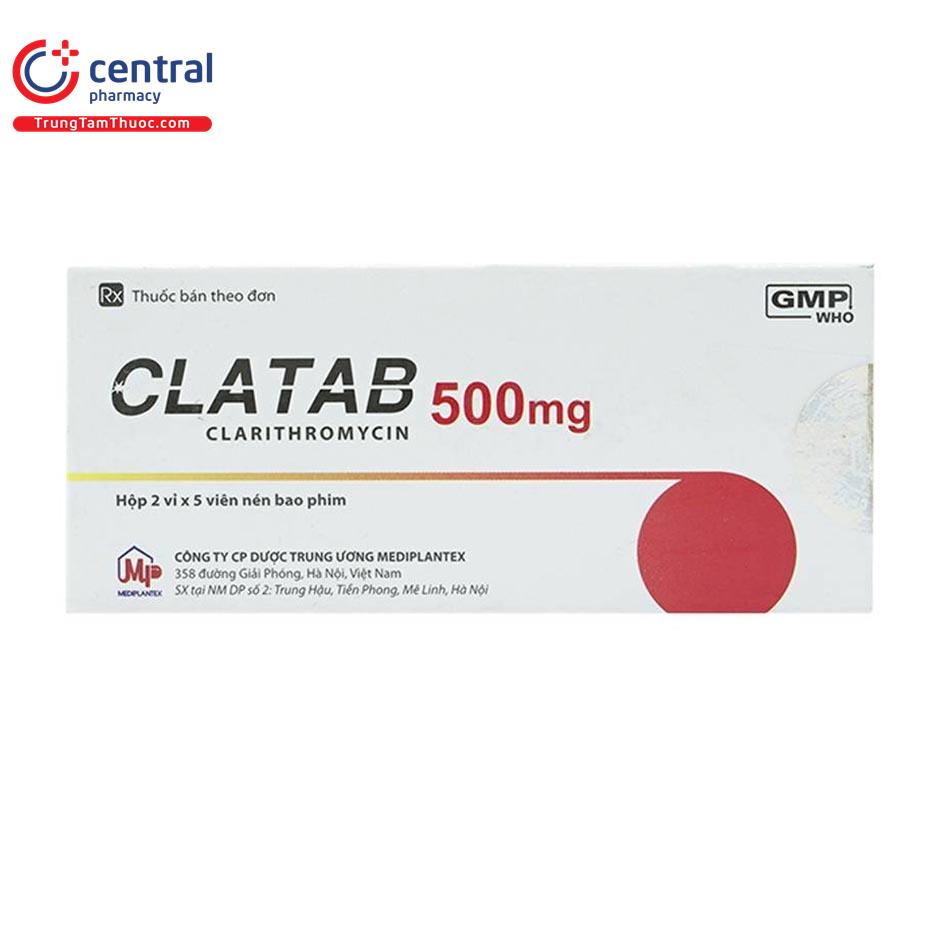 [CHÍNH HÃNG] Thuốc Clatab 500mg (Hộp 2 vỉ): chỉ định, lưu ý khi dùng