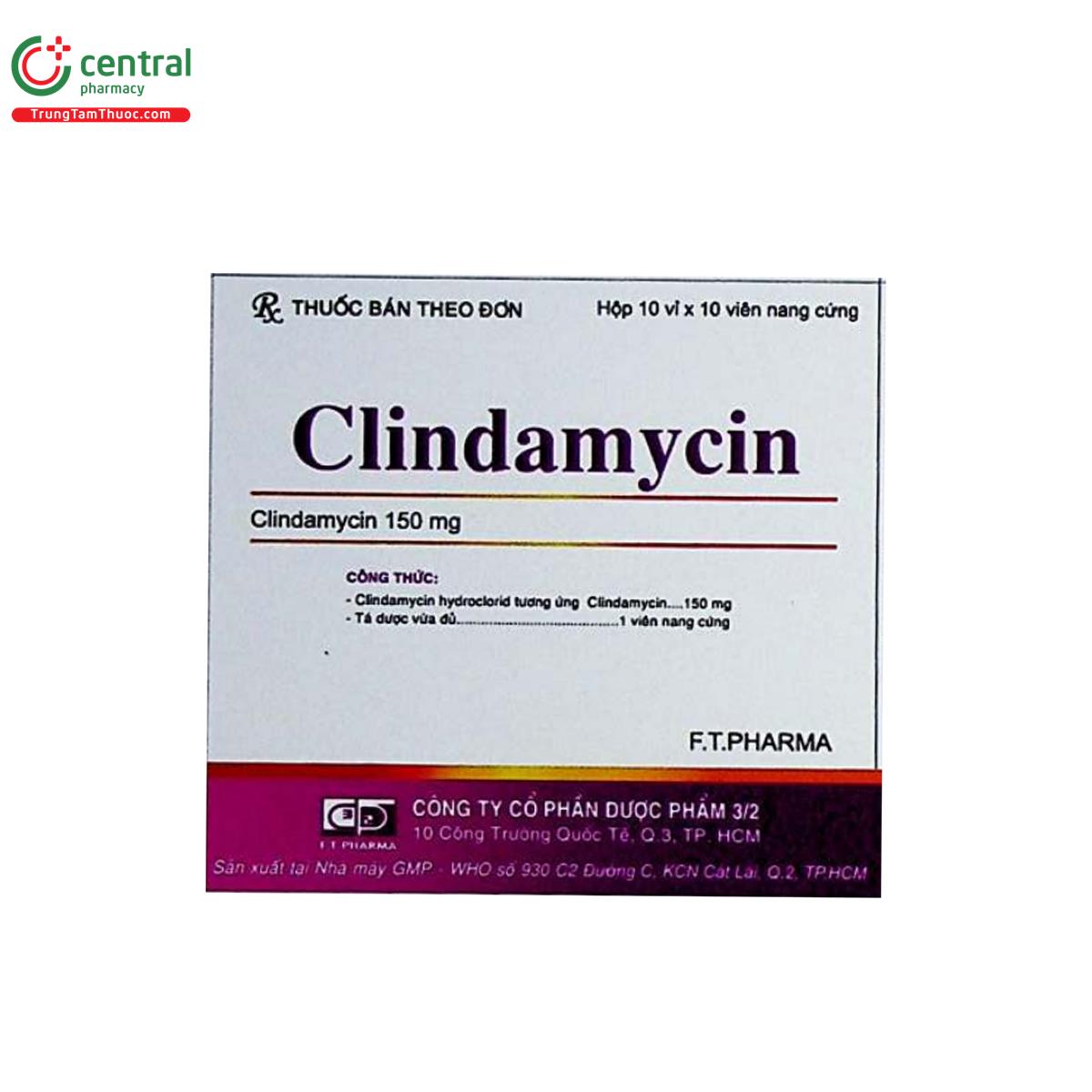 Thuốc Clindamycin 150mg F.T Pharma - Kháng sinh điều trị nhiễm khuẩn