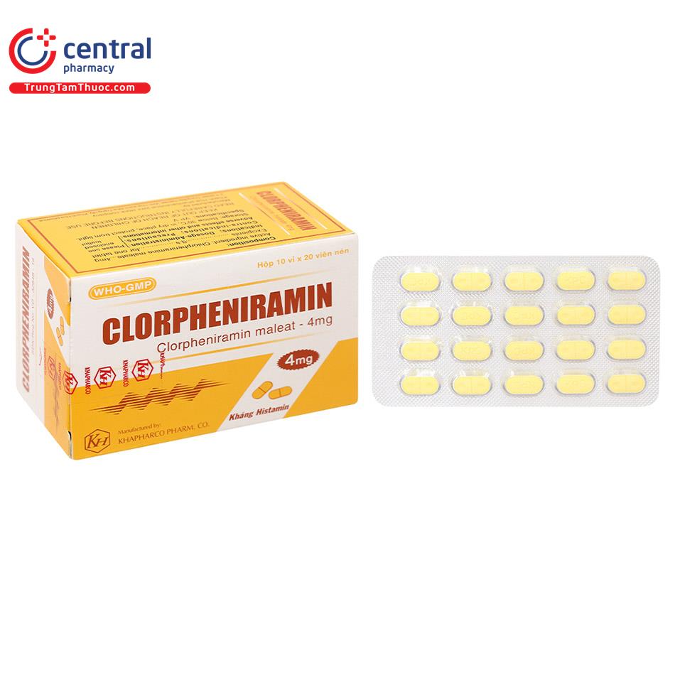 [CHÍNH HÃNG] Thuốc Clorpheniramin 4mg Khapharco trị sổ mũi, ngạt mũi