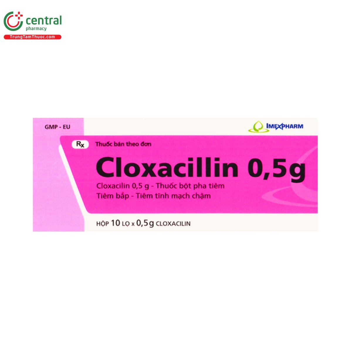 Thuốc Cloxacillin 0,5g Imexpharm - thuốc tiêm điều trị nhiễm khuẩn
