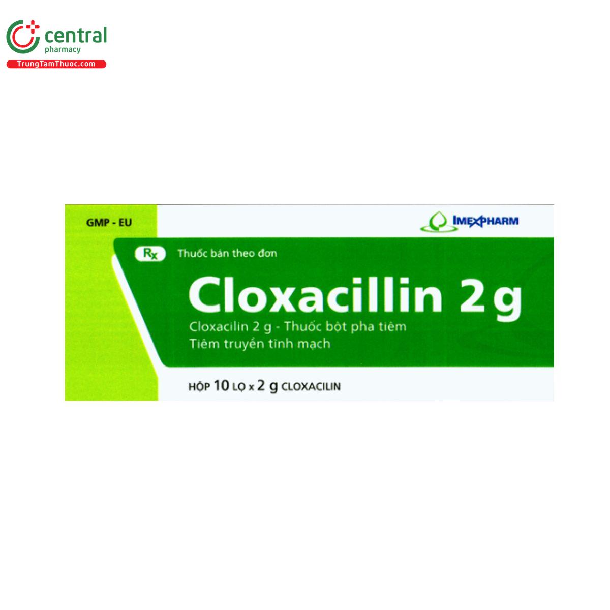 Thuốc Cloxacillin 2g Imexpharm điều trị nhiễm khuẩn nặng do Staphylococcus
