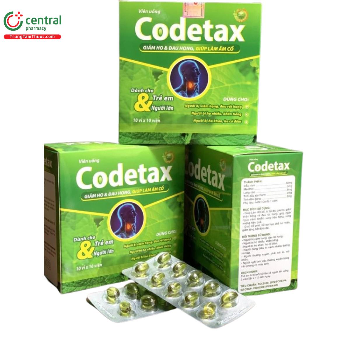 Codetax - Giảm nhanh các triệu chứng ho, ngứa rát họng do viêm, cảm
