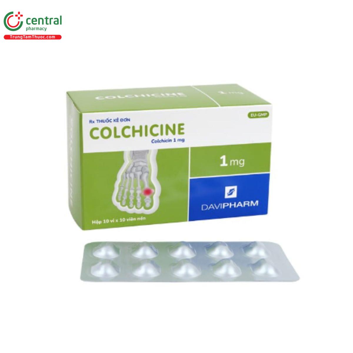 Thuốc Colchicine 1mg Davipharm - giảm đau trong đợt gout cấp