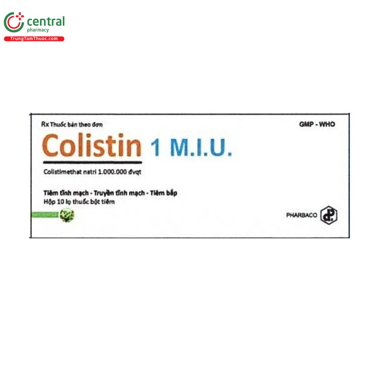 Thuốc Colistin 1MIU Pharbaco trị nhiễm khuẩn nặng do vi khuẩn Gram âm