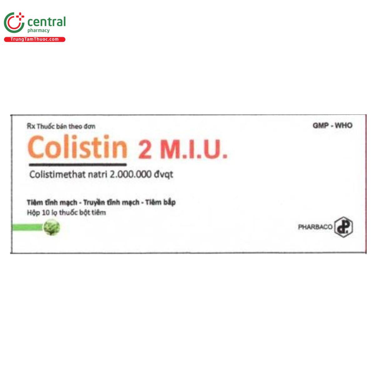 Thuốc Colistin 2MIU Pharbaco - Điều trị các nhiễm khuẩn Gram âm nặng