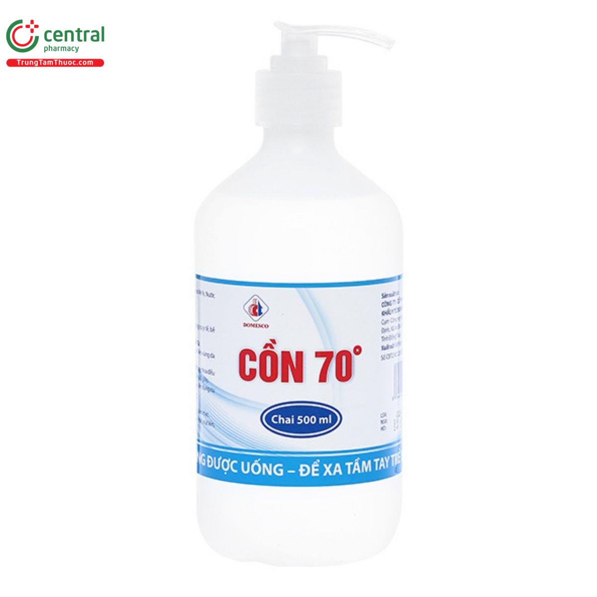 Cồn 70 độ Domesco chai 500ml giúp sát khuẩn ngoài da và dụng cụ y tế