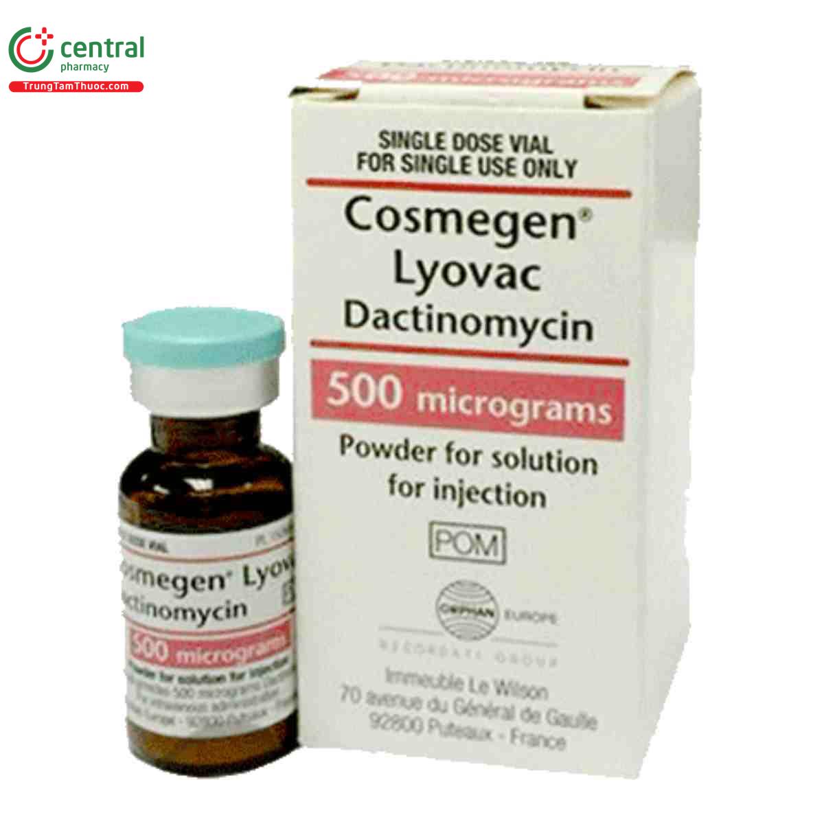 Thuốc Cosmegen Lyovac 500mcg điều trị tình trạng u cơ vân ở trẻ em