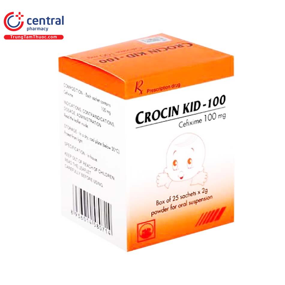 Thuốc Crocin Kid-100 (Cefixim 100mg): tác dụng, chỉ định, liều dùng