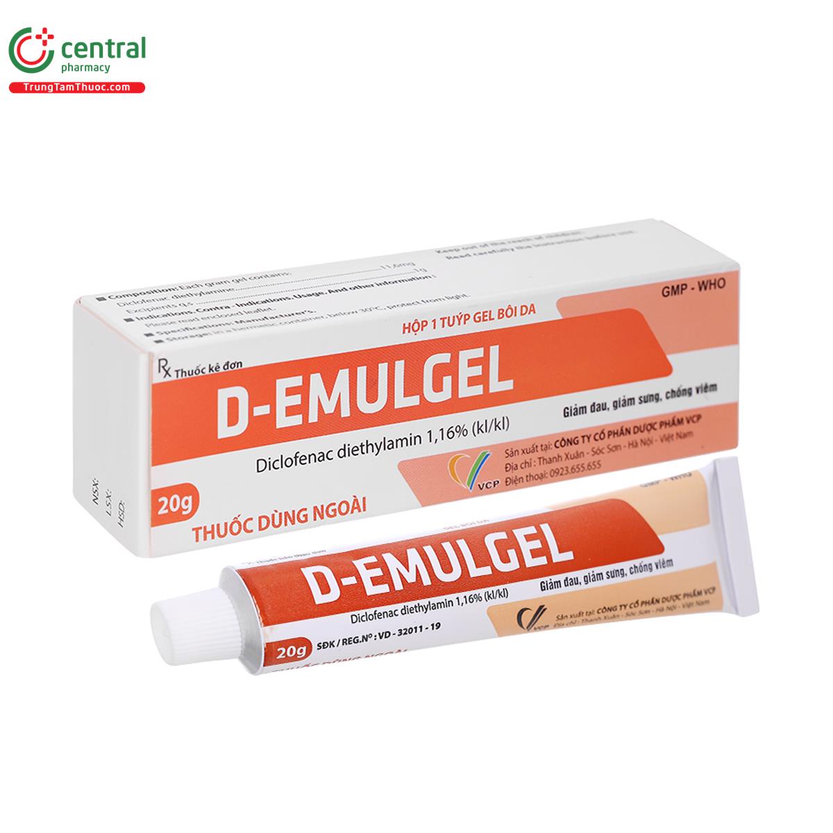 Thuốc D-Emulgel 1.16% - Giảm đau, giảm viêm cơ, bắp và xương khớp