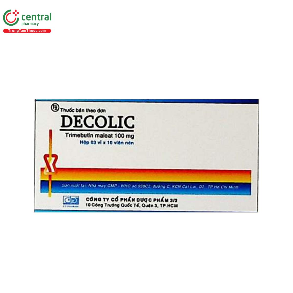 Thuốc Decolic 100mg - Điều trị đau do rối loạn chức năng ống tiêu hóa