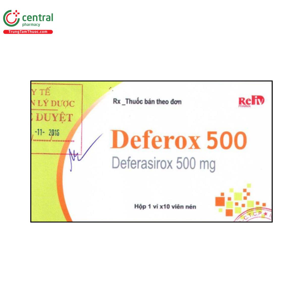 Thuốc Deferox 500mg chỉ định điều trị quá tải sắt mạn tính do truyền máu