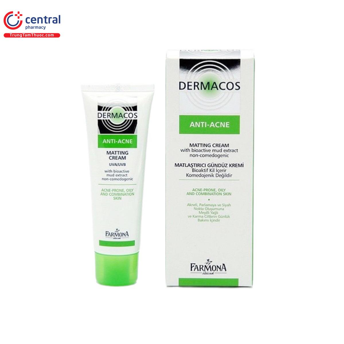 Kem dưỡng Dermacos Anti-Acne Matting Cream: giảm bã nhờn và mụn