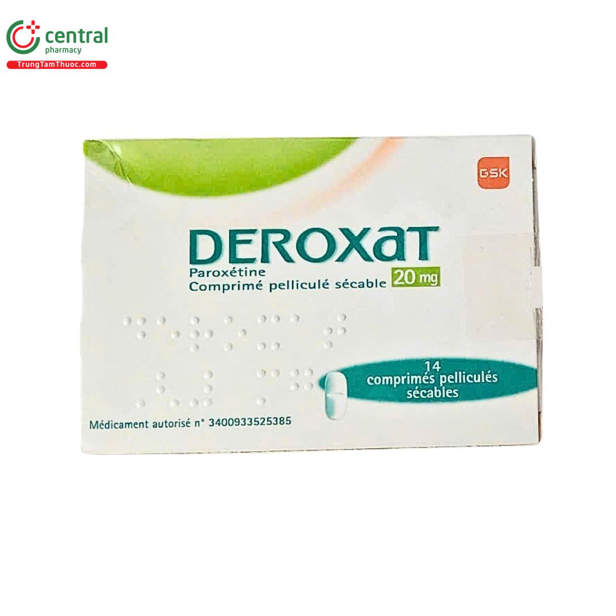 Thuốc Deroxat 20mg (Paroxetine) điều trị rối loạn trầm cảm