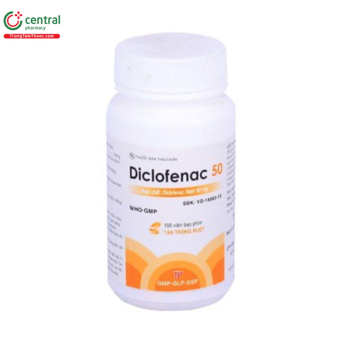 Thuốc Diclofenac 50mg Tpharco điều trị viêm khớp mạn, thoái hoá khớp