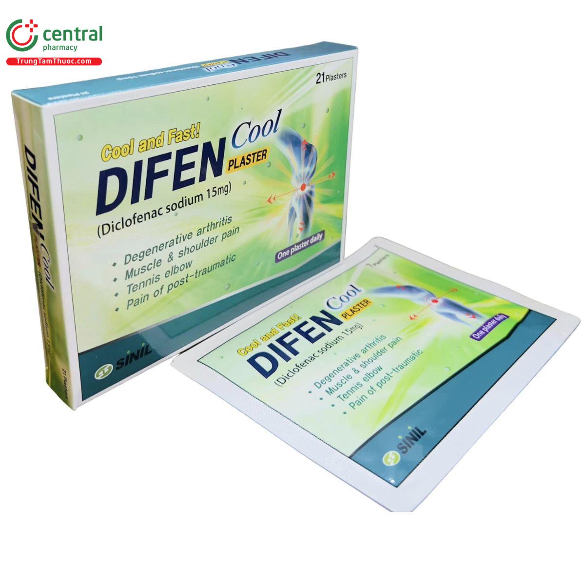 Thuốc Difen plaster Cool giảm đau, chống viêm tại gân, cơ, xương khớp