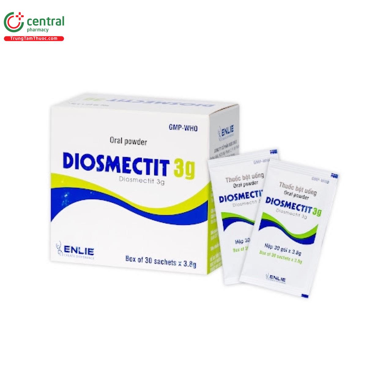 Thuốc Diosmectit 3g Enlie: Giảm đau do viêm thực quản, dạ dày -ruột