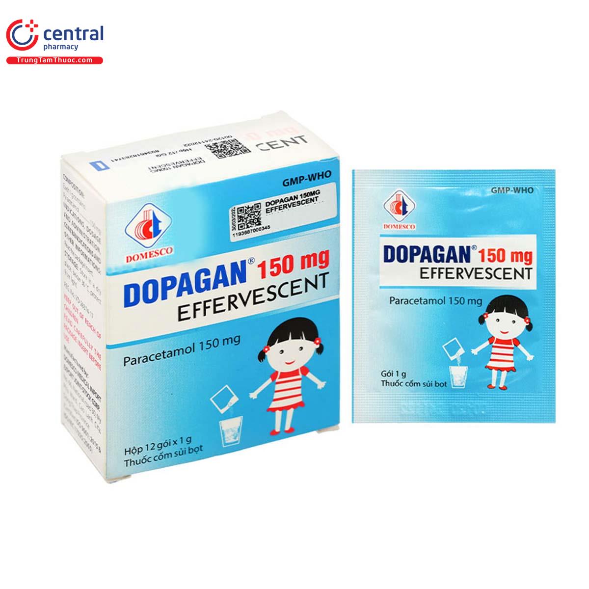 Thuốc Dopagan 150mg Effervescent dùng để giảm đau, hạ sốt cho trẻ nhỏ