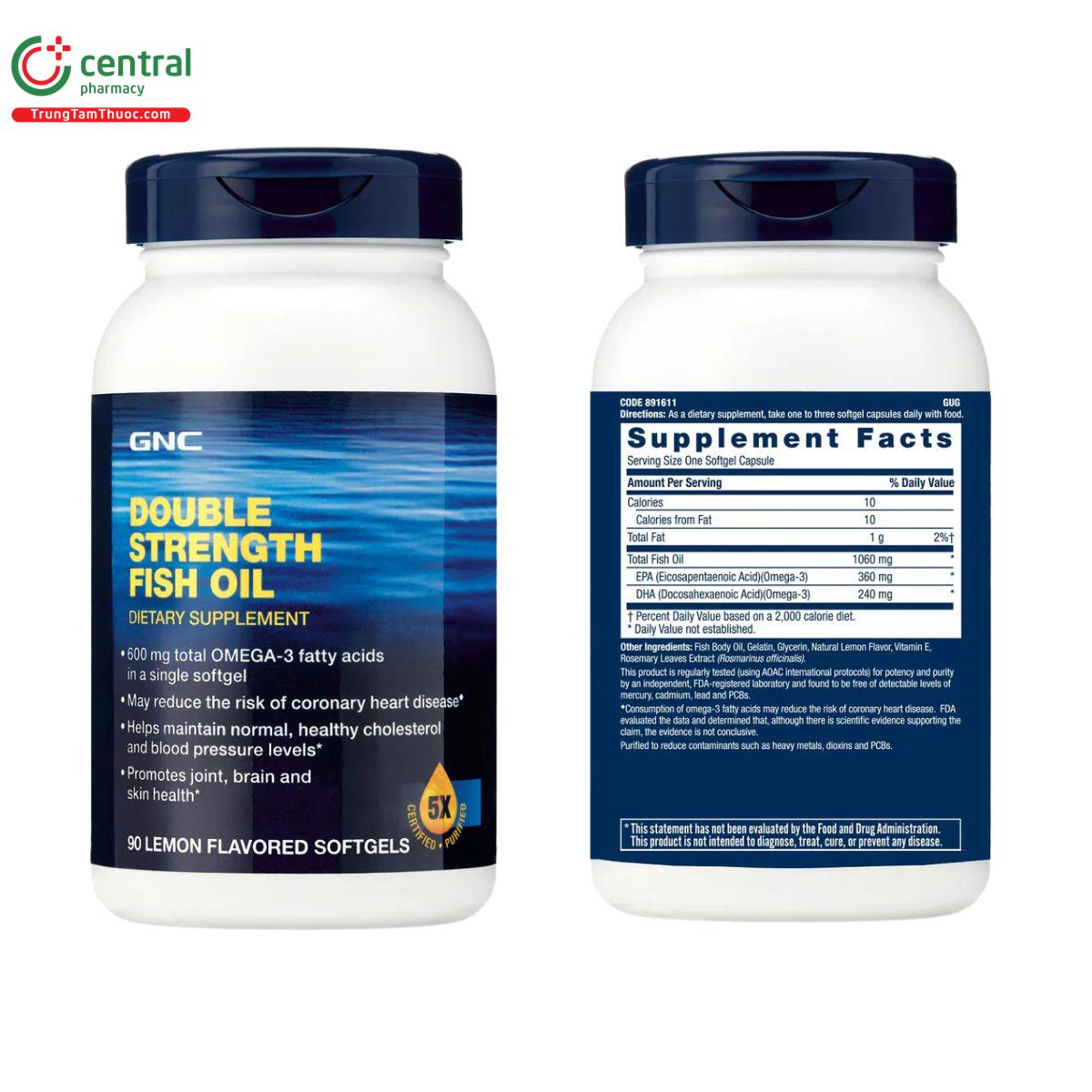 Double Strength Fish Oil GNC hỗ trợ cải thiện vấn đề rối loạn lipid máu