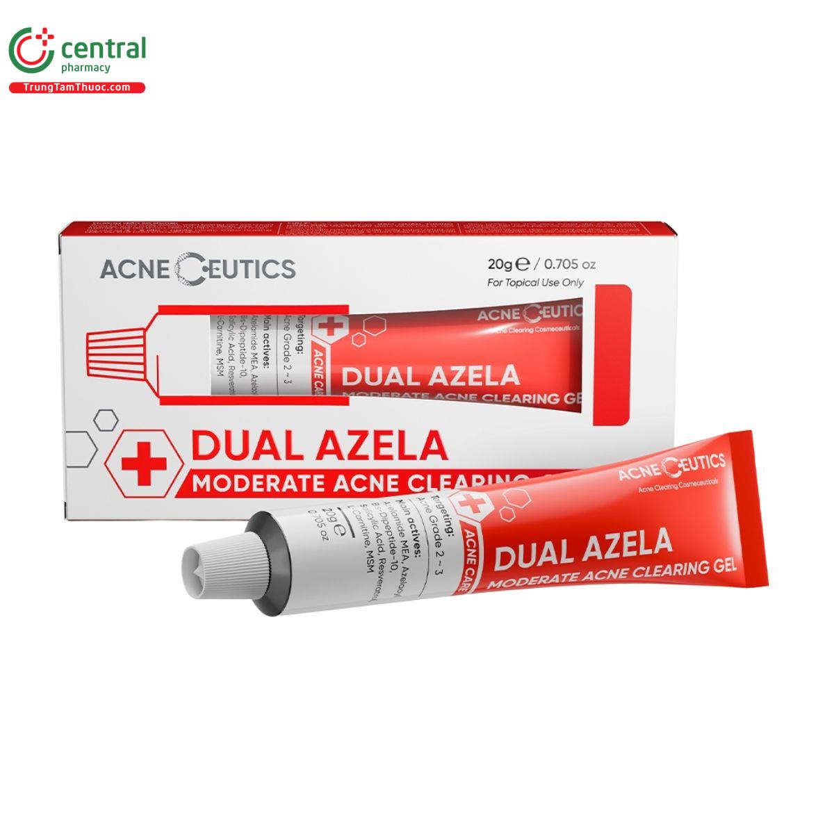 Dual Azela Moderate Acne Clearing Gel giúp sạch mụn cũ, ngừa mụn mới