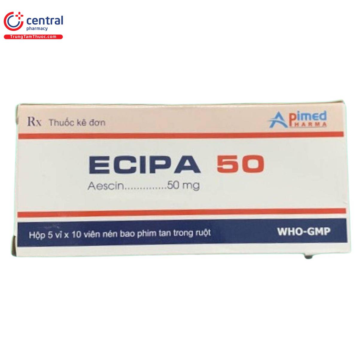 Thuốc Ecipa 50 điều trị giãn tĩnh mạch mạn tính chứa Aescin 50mg