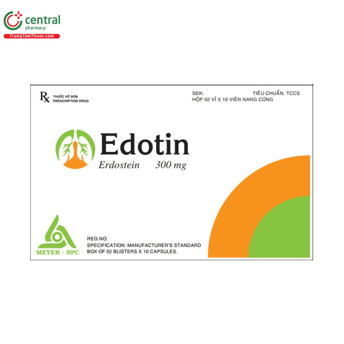 Thuốc Edotin 300mg điều trị triệu chứng đợt cấp của viêm phế quản mạn tính