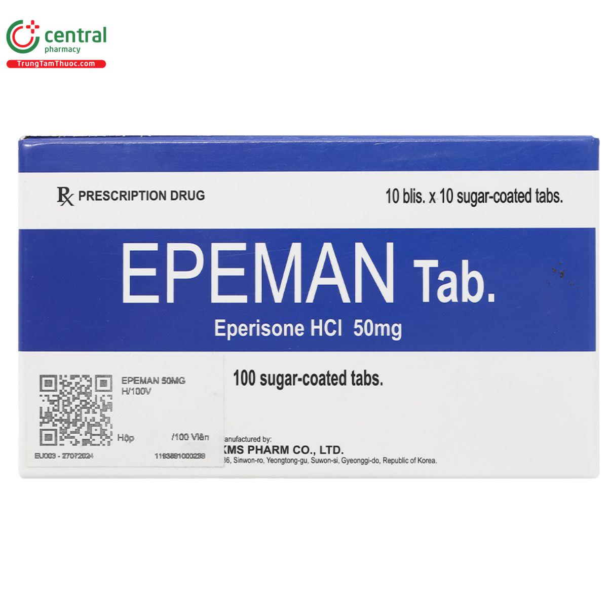 Thuốc Epeman Tab. 50mg - Cải thiện chứng tăng trương lực cơ, liệt cơ