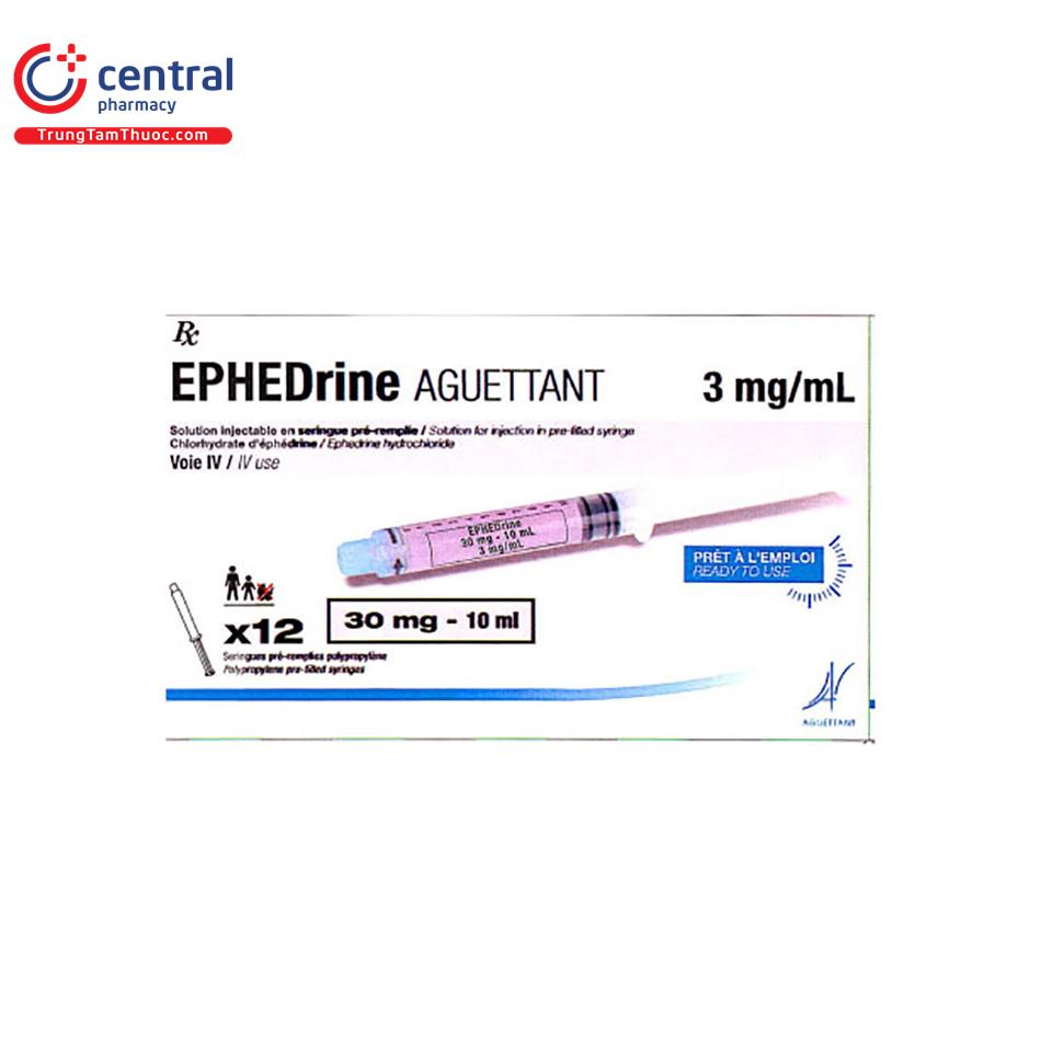 Thuốc Ephedrine Aguettant 30mg/10ml điều trị huyết áp thấp