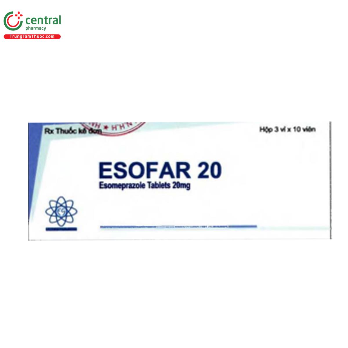 Thuốc Esofar 20mg điều trị tình trạng loét dạ dày tá tràng lành tính