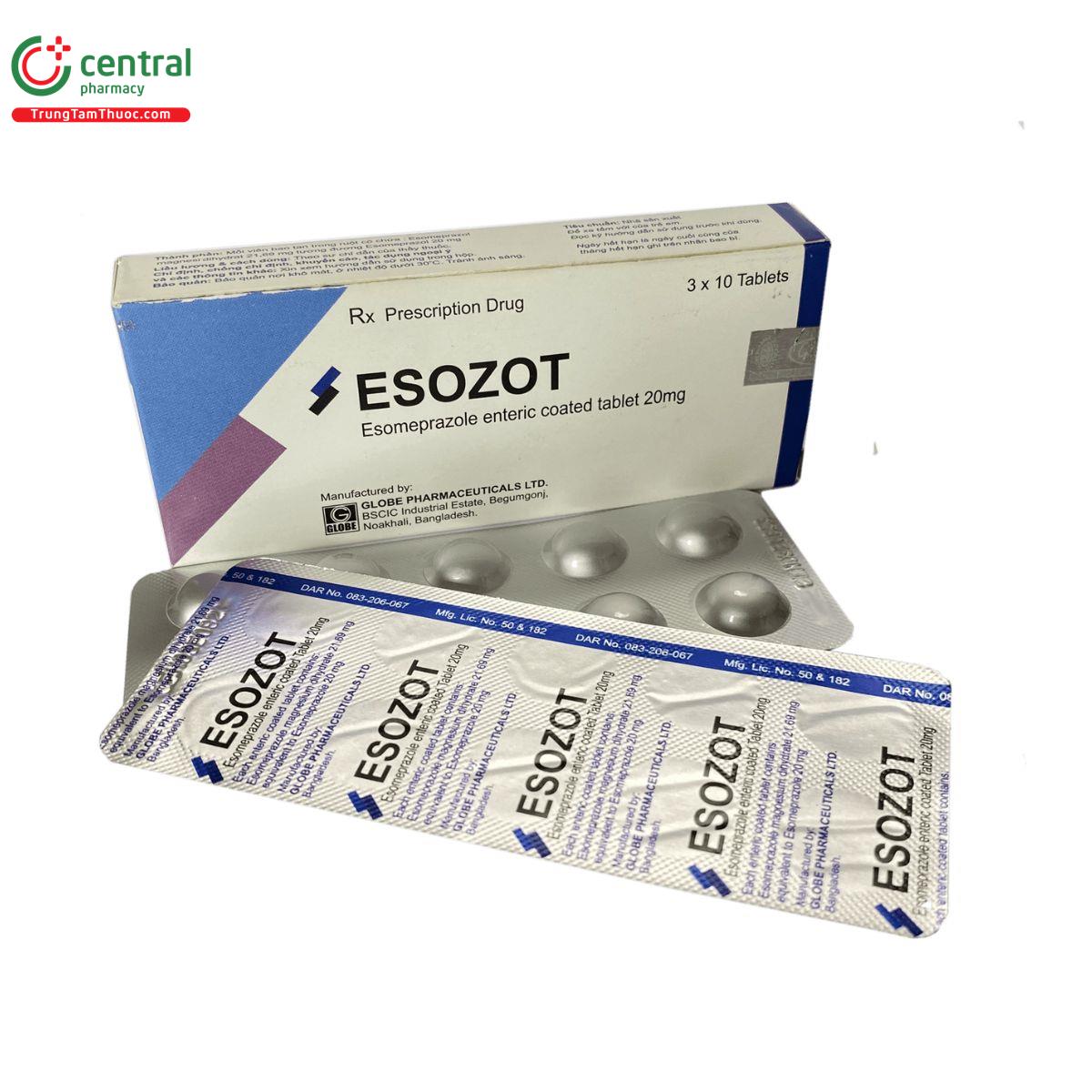 Thuốc Esozot 20mg trị loét dạ dày - tá tràng, hội chứng Zollinger Ellison