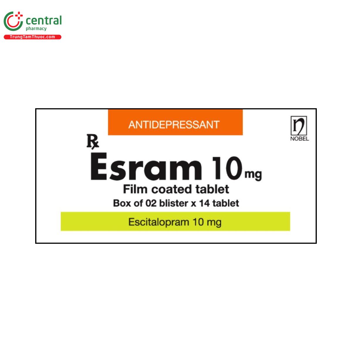 Thuốc Esram 10mg điều trị trầm cảm, rối loạn lo âu, ám ảnh cưỡng chế
