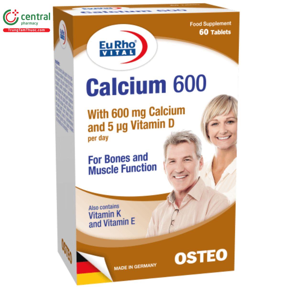 Thuốc EuRho Vital Calcium 600 - Giúp tăng cường sức khỏe xương khớp