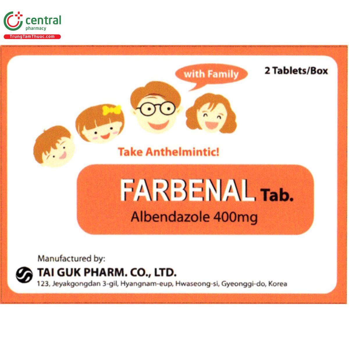 Thuốc Farbenal Tablet. 400mg - Điều trị khi nhiễm ký sinh trùng ruột