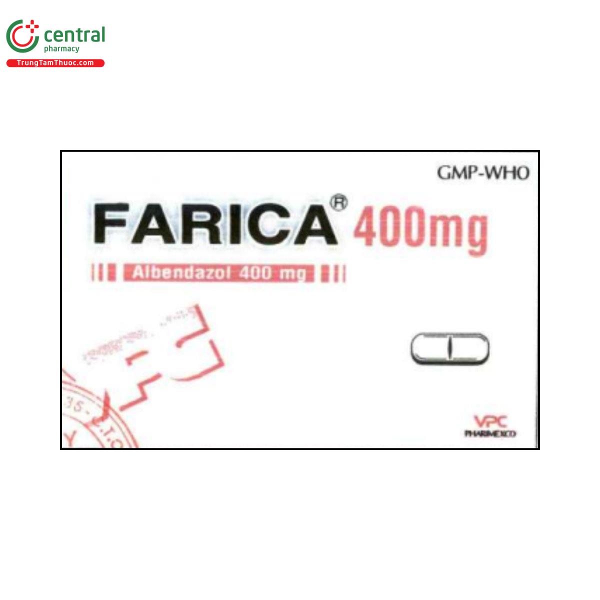 Thuốc Farica 400mg chỉ định để điều trị nhiễm ký sinh trùng đường ruột