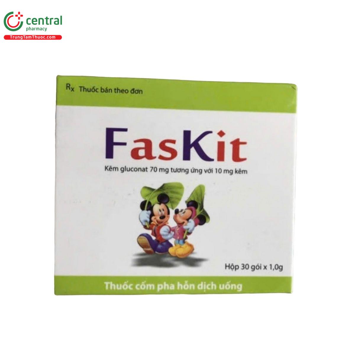 Thuốc Faskit 70mg/1g chứa Kẽm gluconat, bổ sung và dự phòng thiếu kẽm