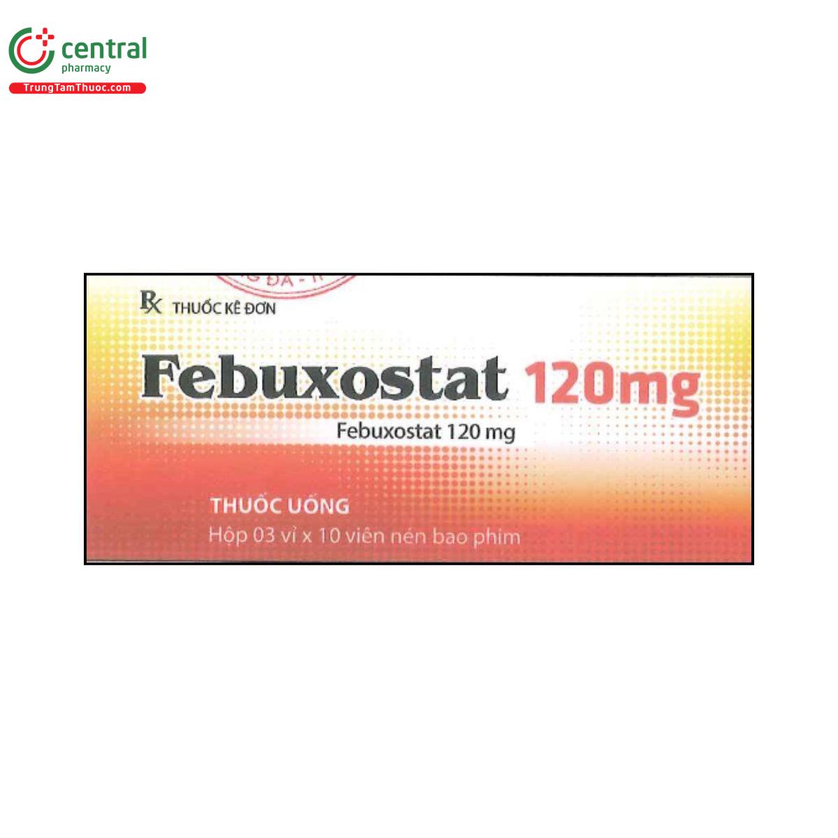 Thuốc Febuxostat 120mg Pharbaco điều trị tăng acid uric huyết