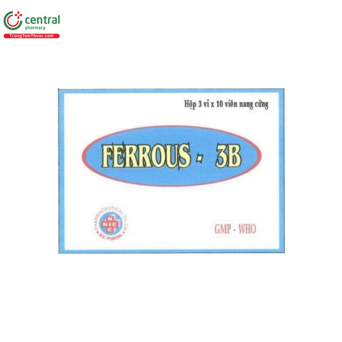 Thuốc Ferrous - 3B phòng, điều trị thiếu máu do thiếu sắt, acid folic