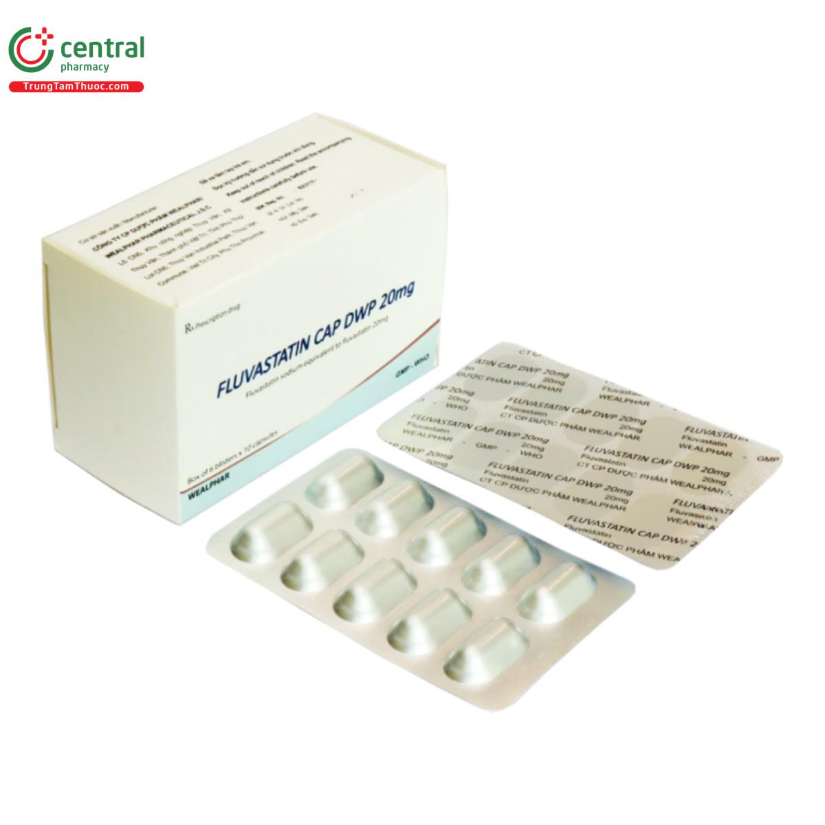 Thuốc Fluvastatin Cap DWP 20mg điều trị rối loạn lipid máu