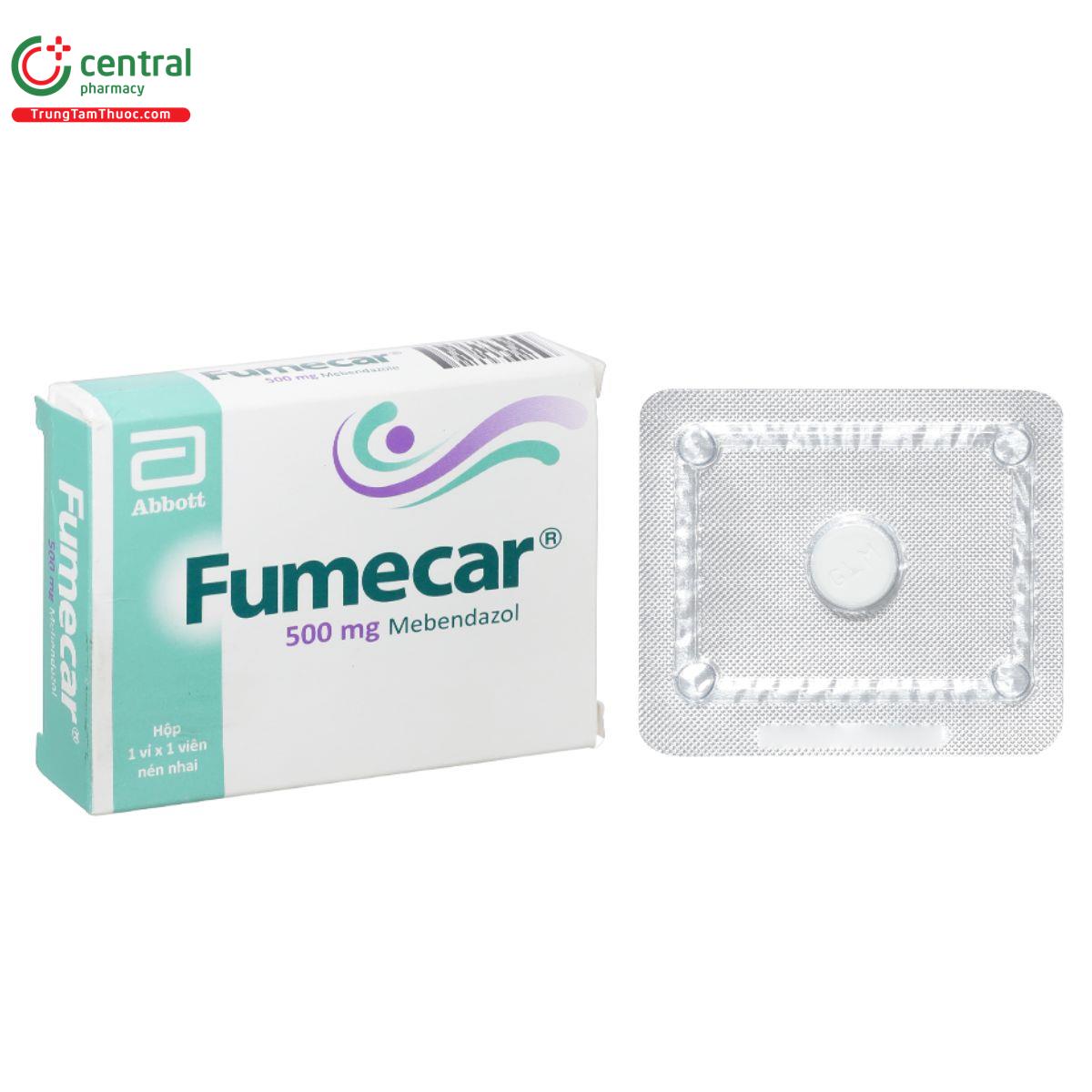 Thuốc Fumecar 500mg điều trị mắc bệnh giun đũa, giun móc, giun kim