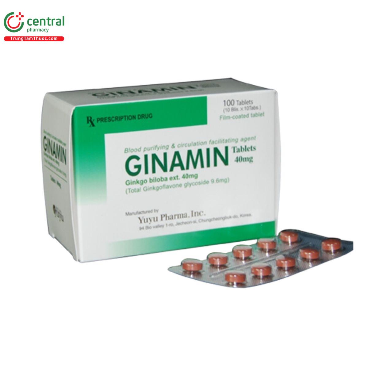 Thuốc Ginamin Tablets 40mg điều trị rối loạn nhận thức, suy giảm trí nhớ