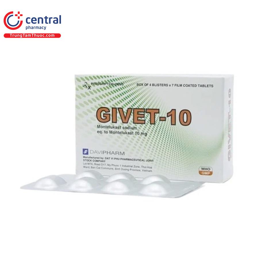 [CHÍNH HÃNG] Thuốc Givet-10 điều trị hen phế quản mạn tính